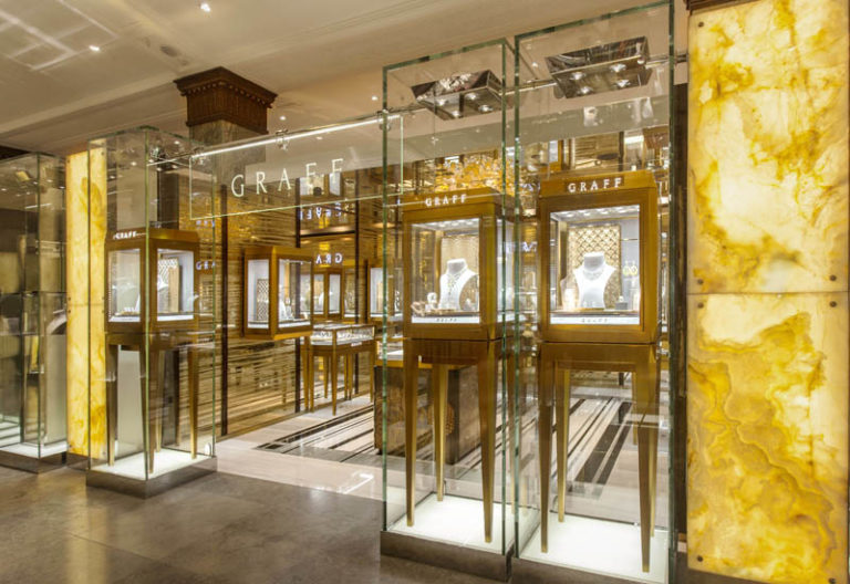 Graff unveils golden Harrods boutique