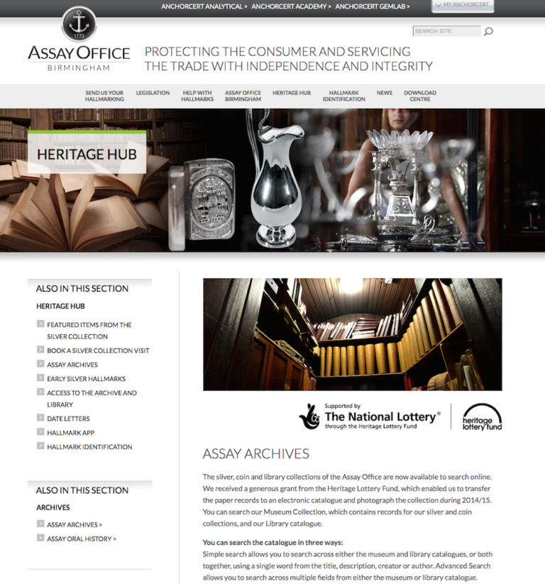 Assay Office Birmingham launches historical silver Assay Archives online